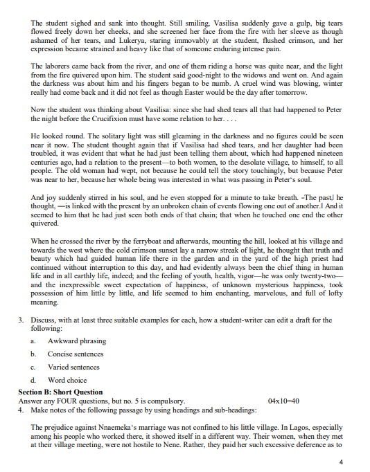 TU BA First Year English Model Question 2081 | ENGL 401